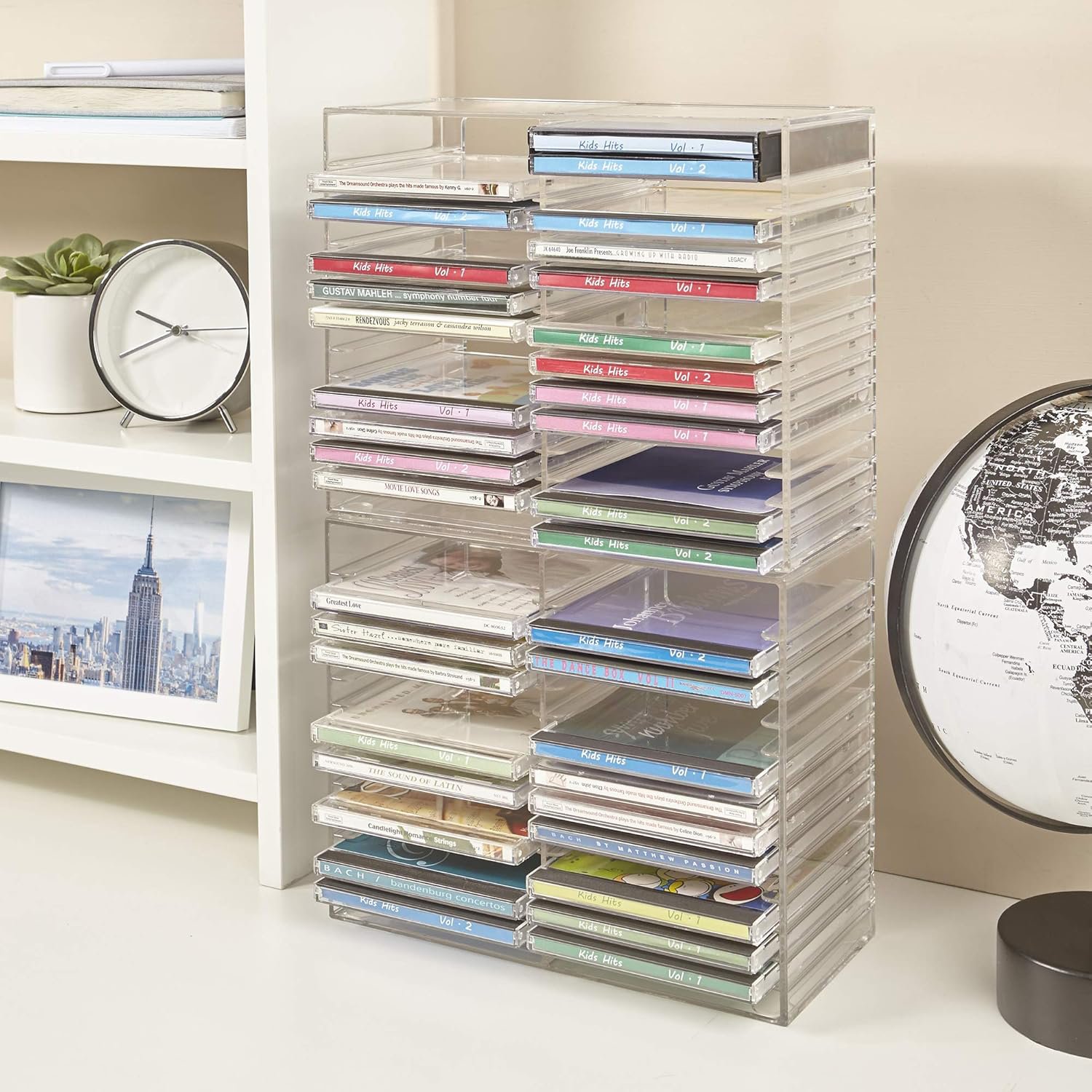 STORi Stackable Clear Plastic CD Holder - Holds 30 Standard CD Jewel Cases