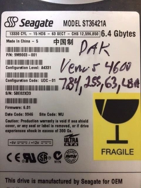 Daktronics Venus 4600 Signage Computer Hard Drive