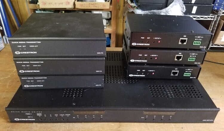 Crestron QM-MD4X4 Matrix Switcher w/ Qty 3 Transmitters & Receivers QM ...