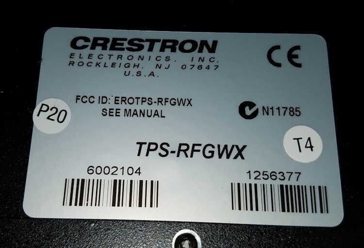 Crestron TPS-XTXRF & TPS-RFGWX Kit Wireless Module for Isys® Tilt ...