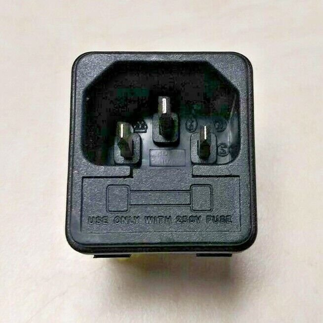 IEC Male Chassis Mount Computer Power Receptacle w/ 6A Fuse and Spare