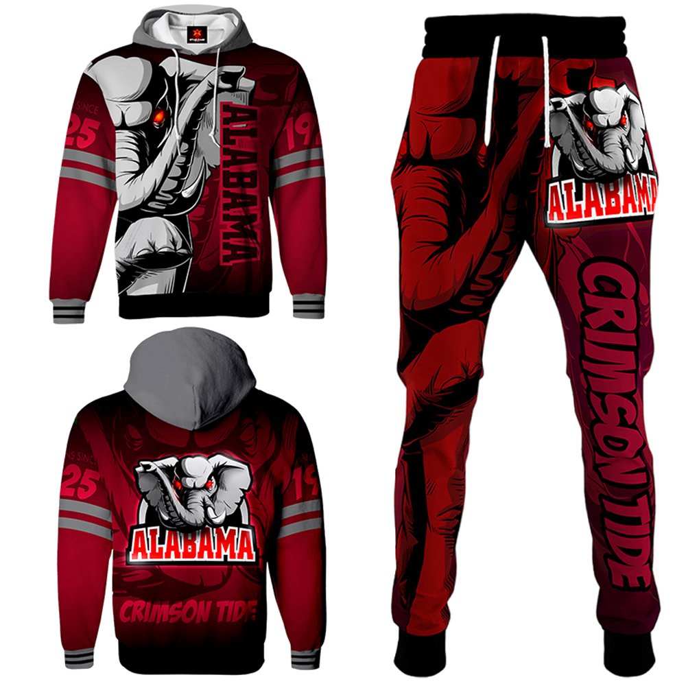 Alabama Crimson Tide NCAA Tracksuit Hoodie And Sweatpants