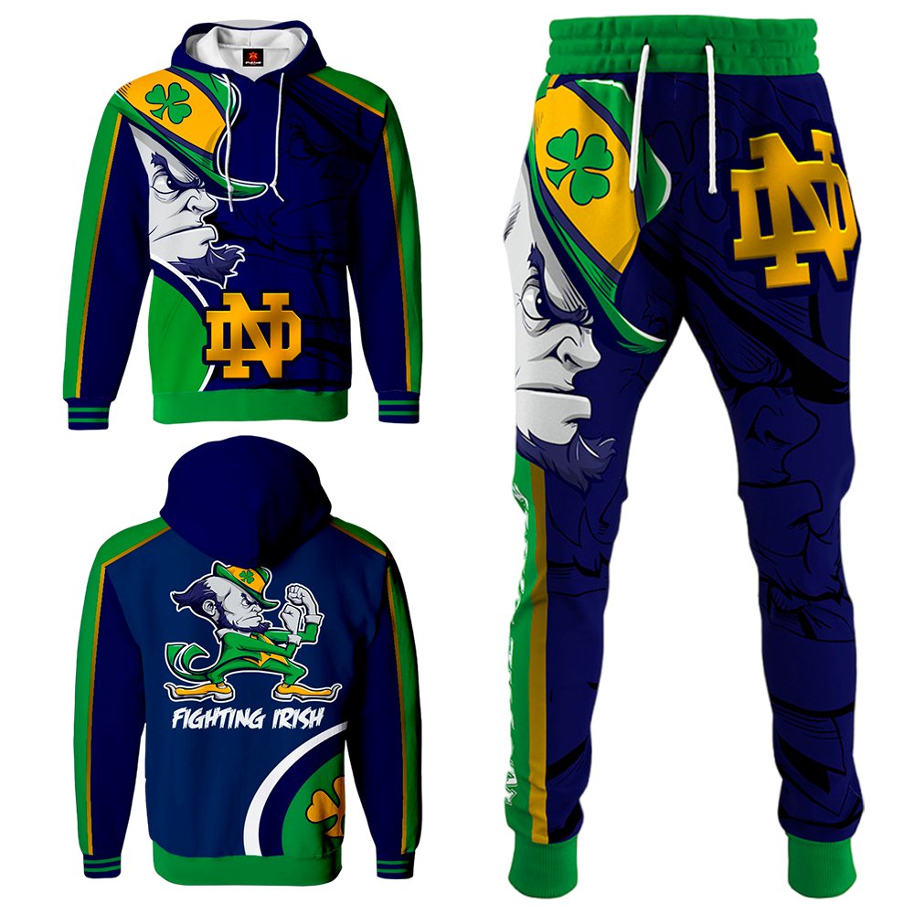 Notre Dame Fighting Irish NCAA Tracksuit Hoodie And Sweatpants