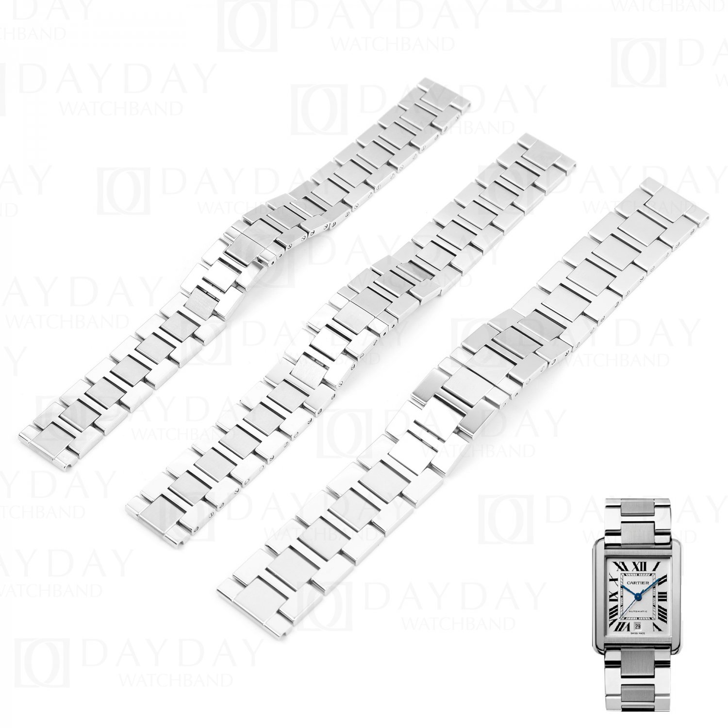 Custom replacement Stainless Steel metal watch strap for Cartier Tank ...