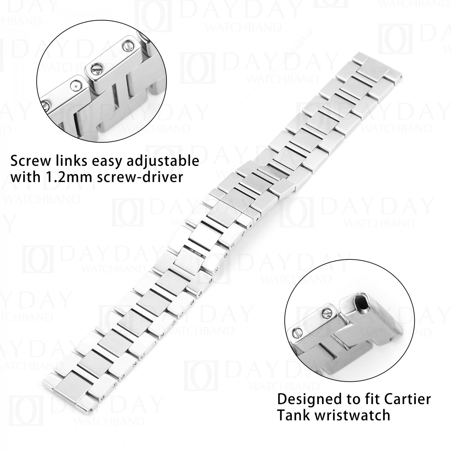 Custom replacement Stainless Steel metal watch strap for Cartier Tank ...