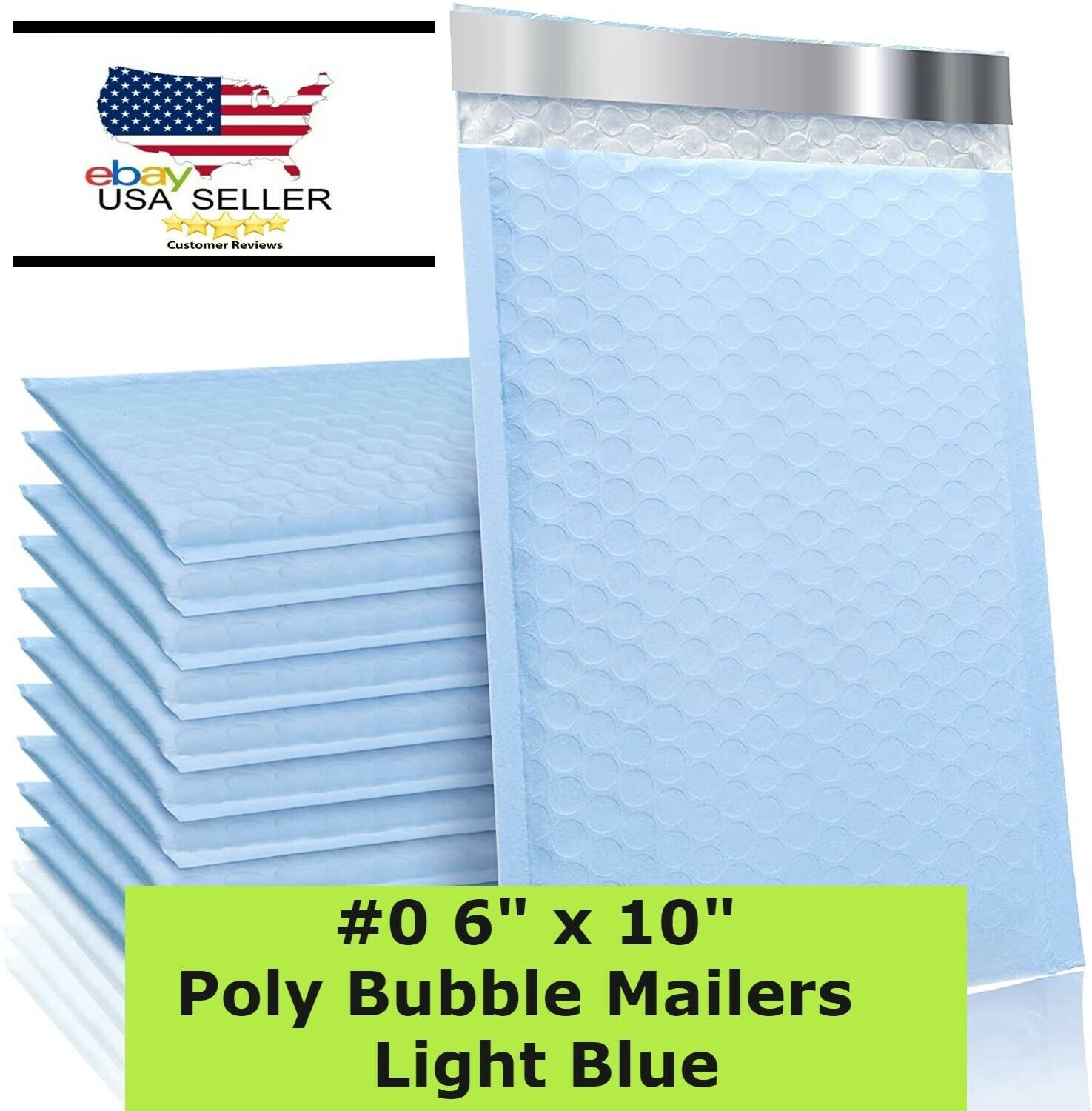 Color Light Blue #0 (6x10) Poly Bubble Lined Mailer Envelopes Self Seal ...