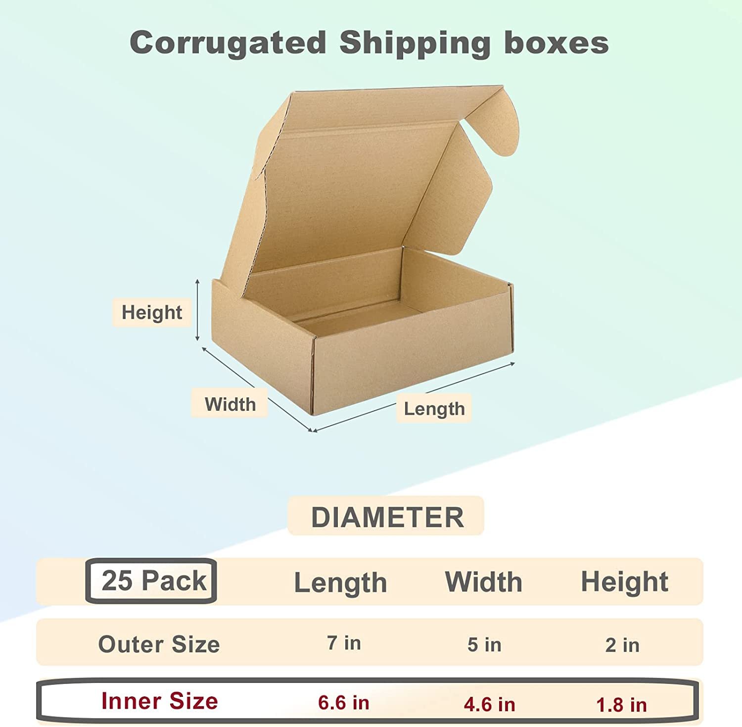 7X5X2 Inches Shipping Boxes Pack of 25, Small Corrugated Cardboard Box ...