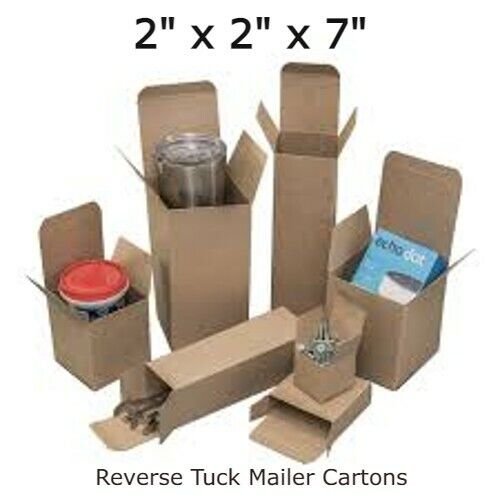 Shippng Reverse Tuck Mailers Chipboard Box 2” x 2” x 7” Cartons Ship Sizes