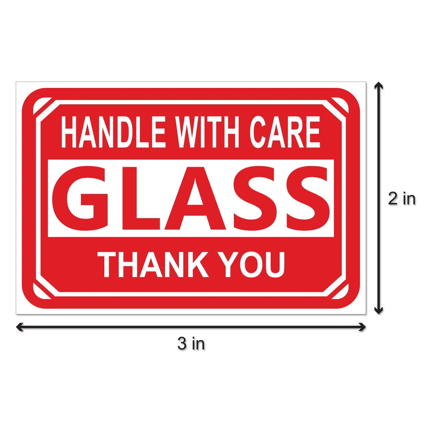 Glass Handle with Care Stickers (3 X 2 Inch, 300 Stickers per Roll, Red ...