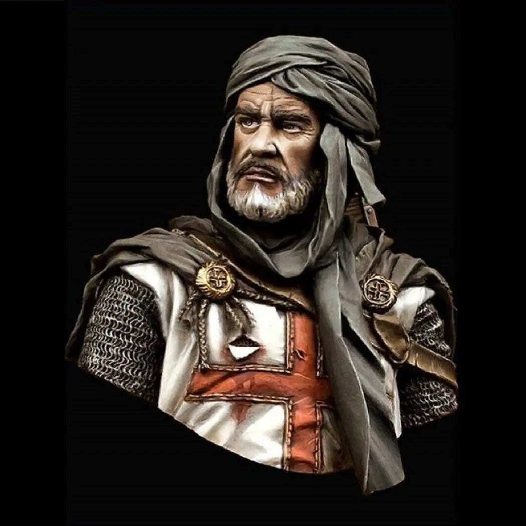 1/10 BUST Resin Medieval Knight Model Kit Templar Crusader Unpainted