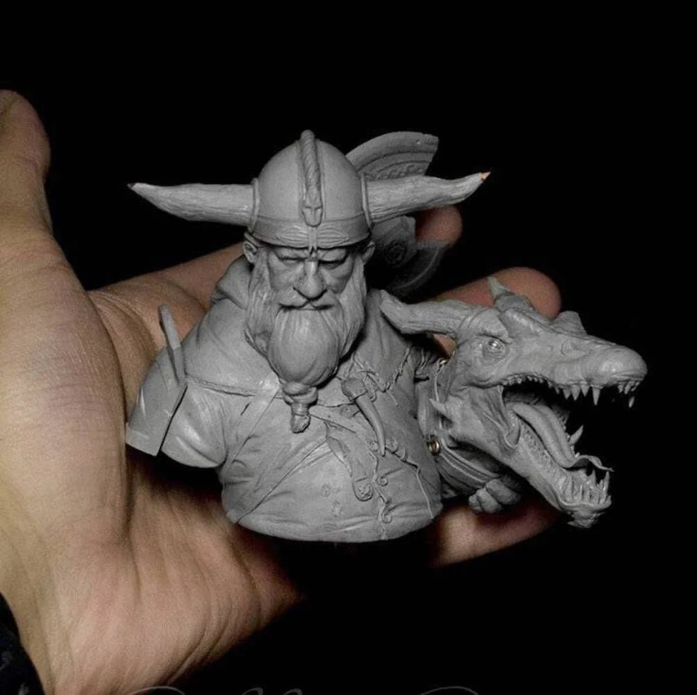 1/10 BUST Resin Model Kit Barbarian Viking & Dragon Fairy Tales A-914 ...