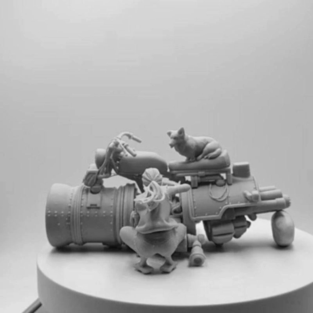 1/24 Resin Steampunk Model Kit Futuristic Beautiful Girl Turbo Moto ...