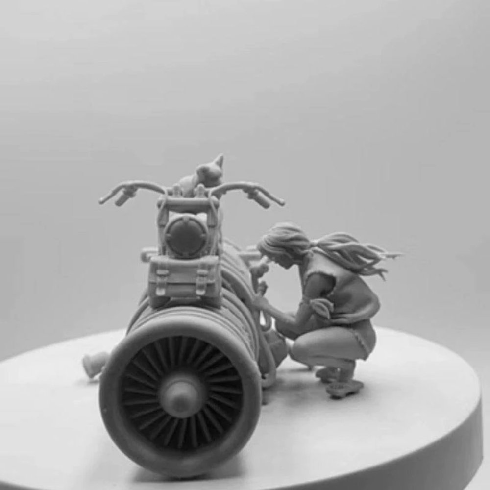 1/24 Resin Steampunk Model Kit Futuristic Beautiful Girl Turbo Moto ...