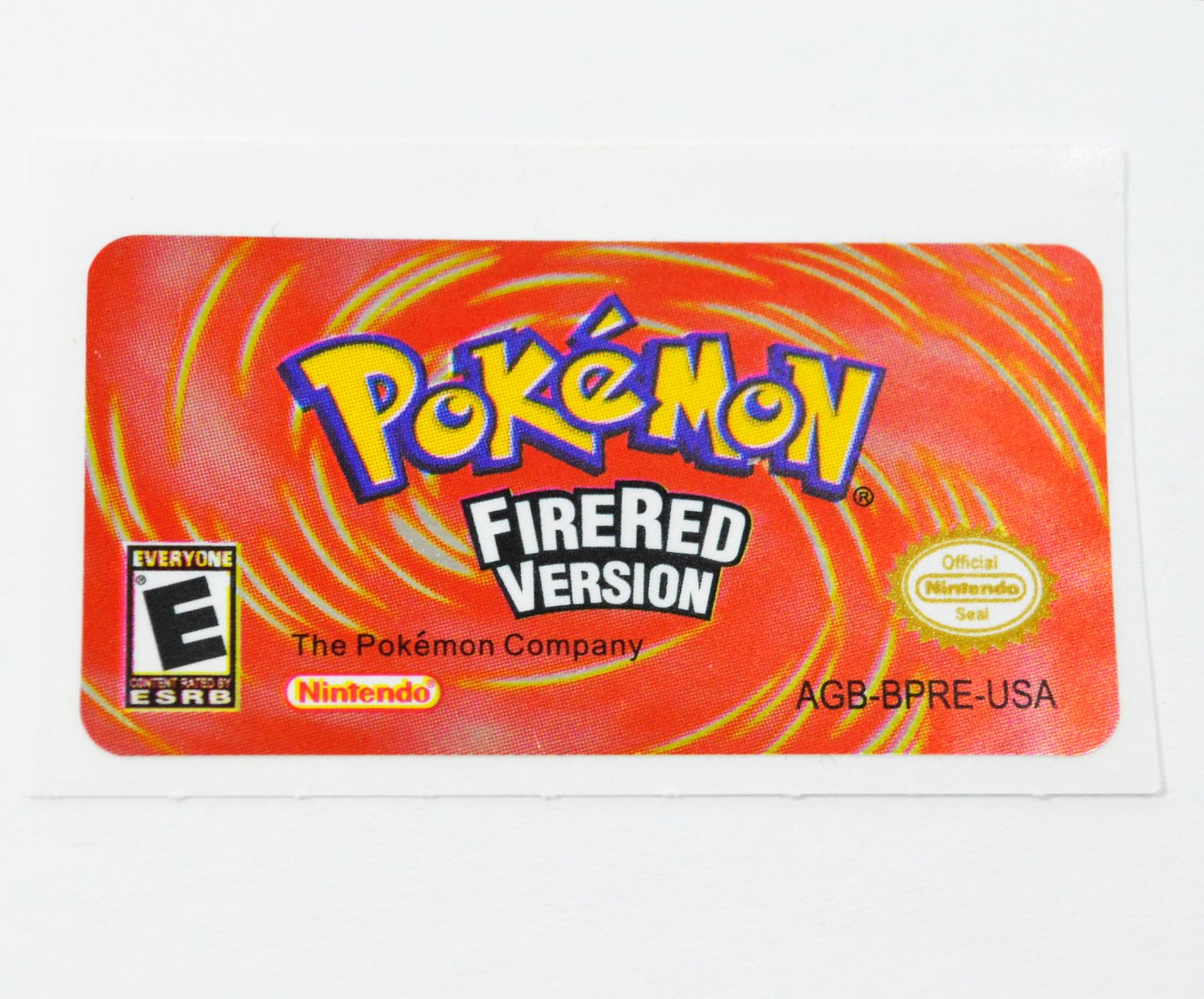 Pokemon Fire Red Label Replacement Shiny Foil Sticker for GBA Game Boy ...