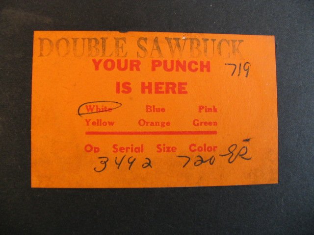 Vintage DOUBLE SAWBUCK 25 cent Punchboard NEW USA
