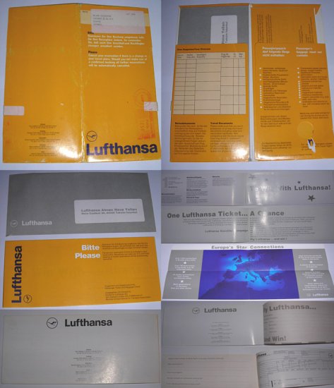 LUFTHANSA IN TURKEY - 1991 PSEUDO TICKET FORM, TICKET JACKET AND ...