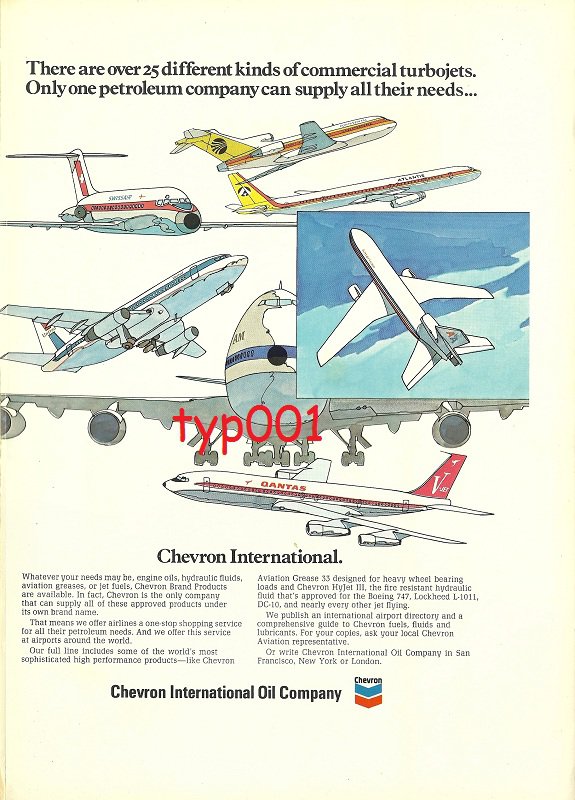 CHEVRON OIL - 1972 AVIATION OIL PRINT AD