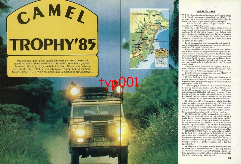 CAMEL TROPHY - 1986 - TURKISH TEAM '85 BORNEO CAMEL TROPHY PRINT ARTICLE