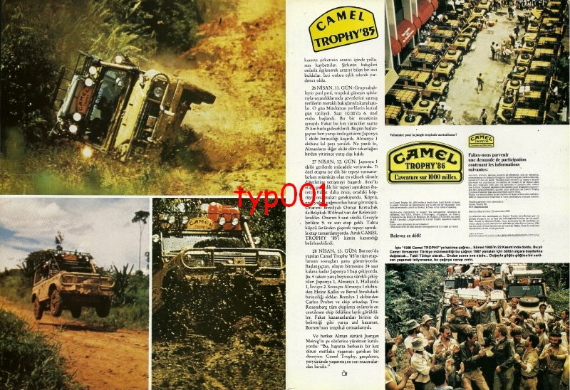 CAMEL TROPHY - 1986 - TURKISH TEAM '85 BORNEO CAMEL TROPHY PRINT ARTICLE