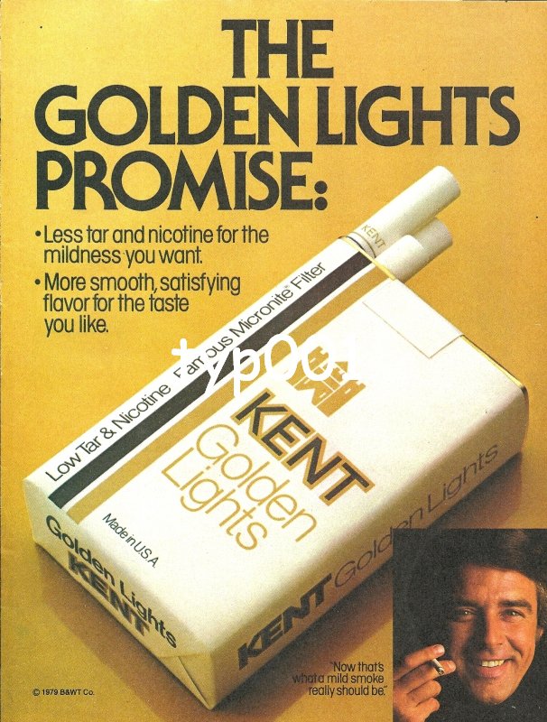 KENT - 1980 - THE GOLDEN LIGHTS PROMISE PRINT AD