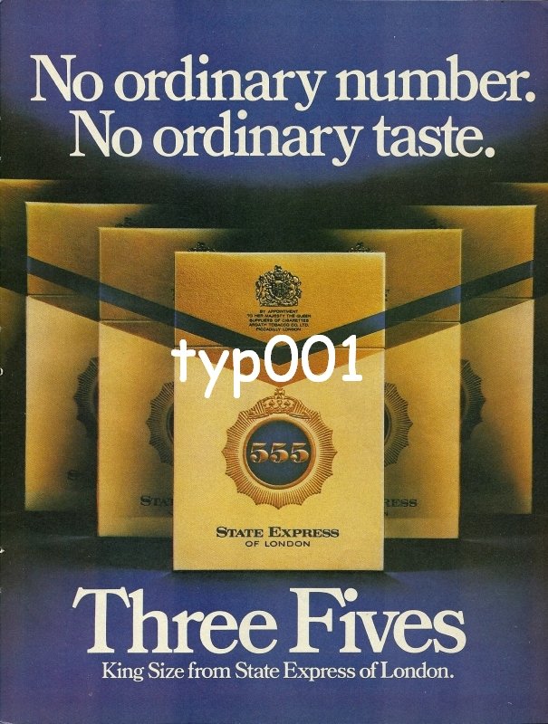 555 STATE EXPRESS - 1980 - NO ORDINARY NUMBER NO ORDINARY TASTE PRINT AD