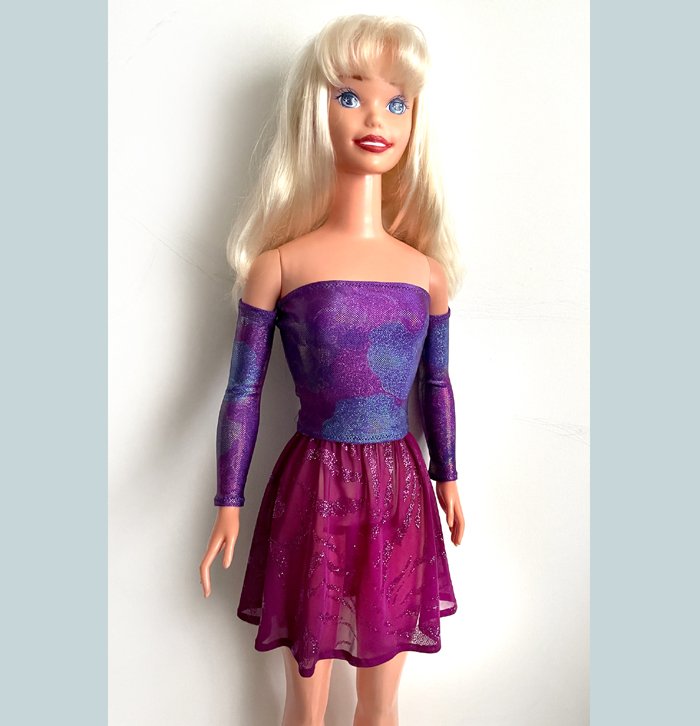 Sparkly Purple-blue Top & Fuchsia Skirt for My Size Barbie Doll 36" New se