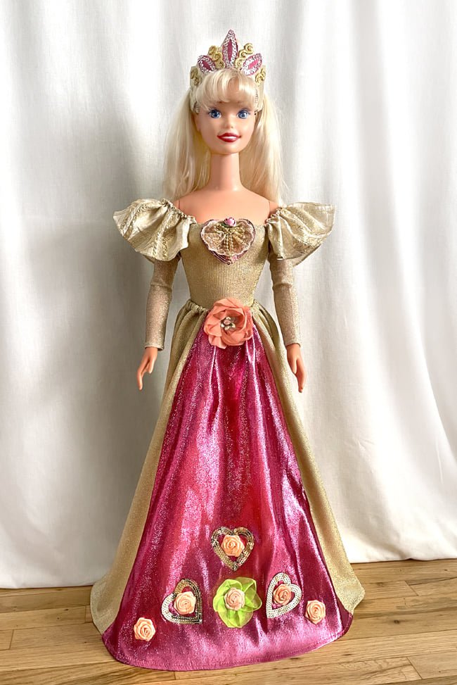 Queen Princess Dress & Crown, for My Size Barbie Doll. New. Gold Pink ...