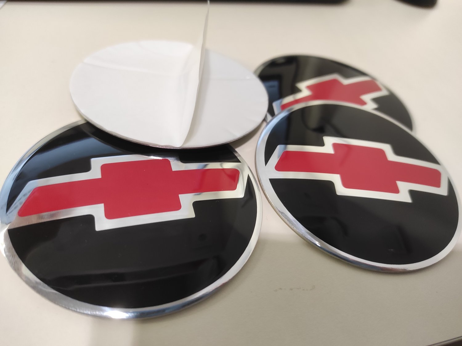 METAL STICKERS WHEELS CENTER CAPS 4pcs chevrolet 90mm 3.54" domed