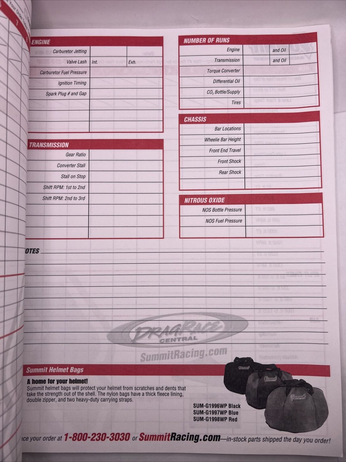 Summit Racing Log Book