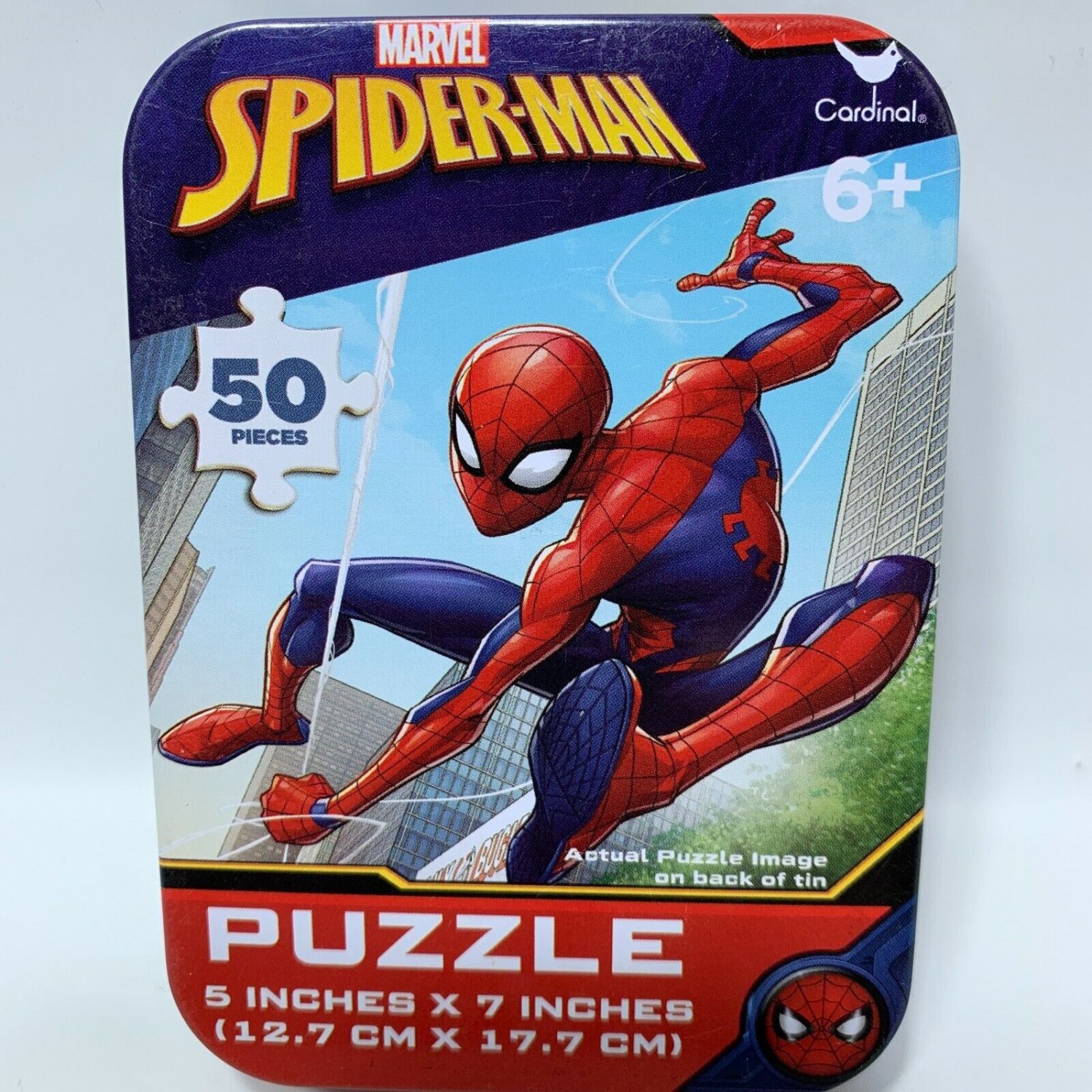 Marvel Animated Spiderman 50 pc Jigsaw Puzzle 5"x7" Collectible Tin