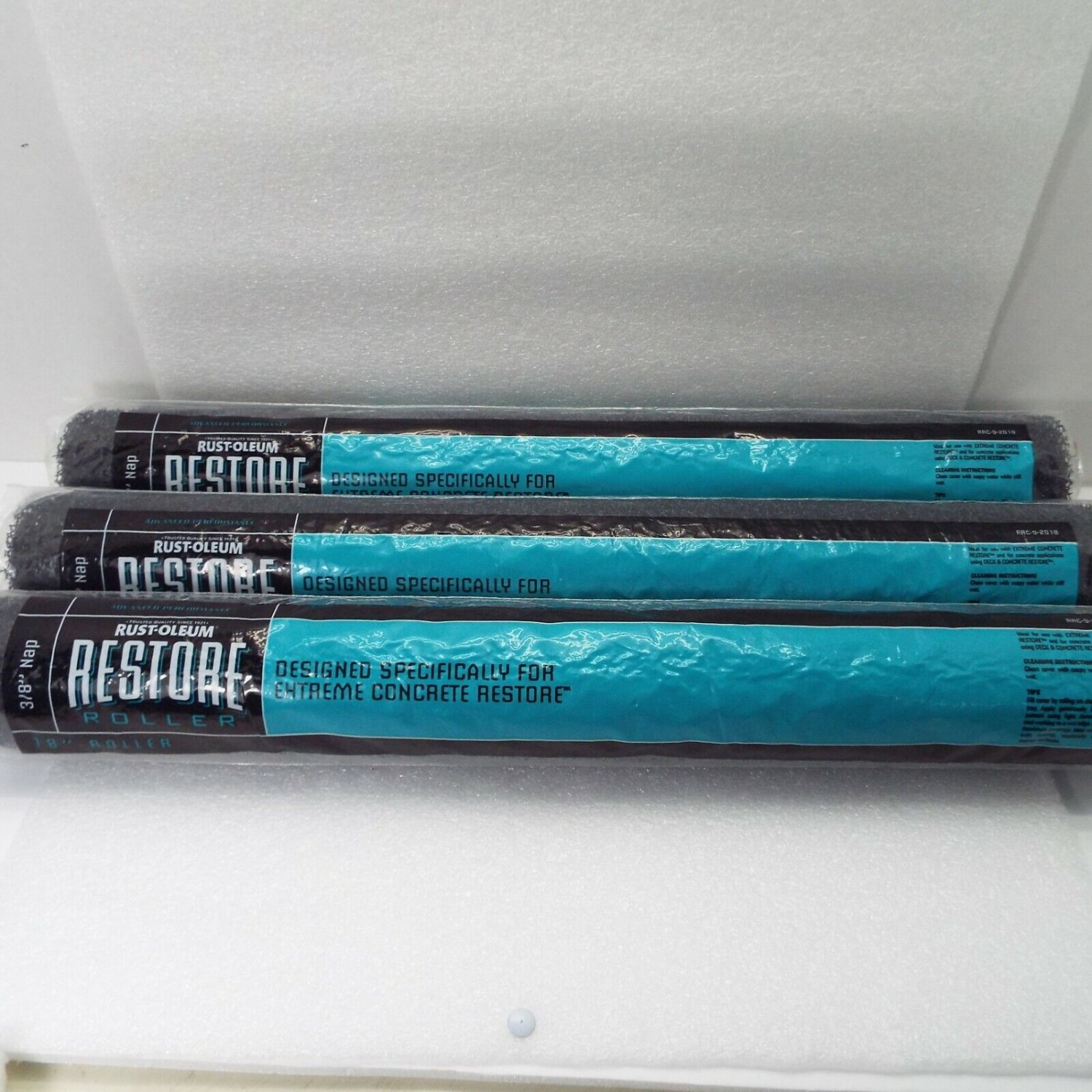 Rust-oleum Restore Roller Extreme Concrete Lot of 3 3/8" Nap 18" Roller