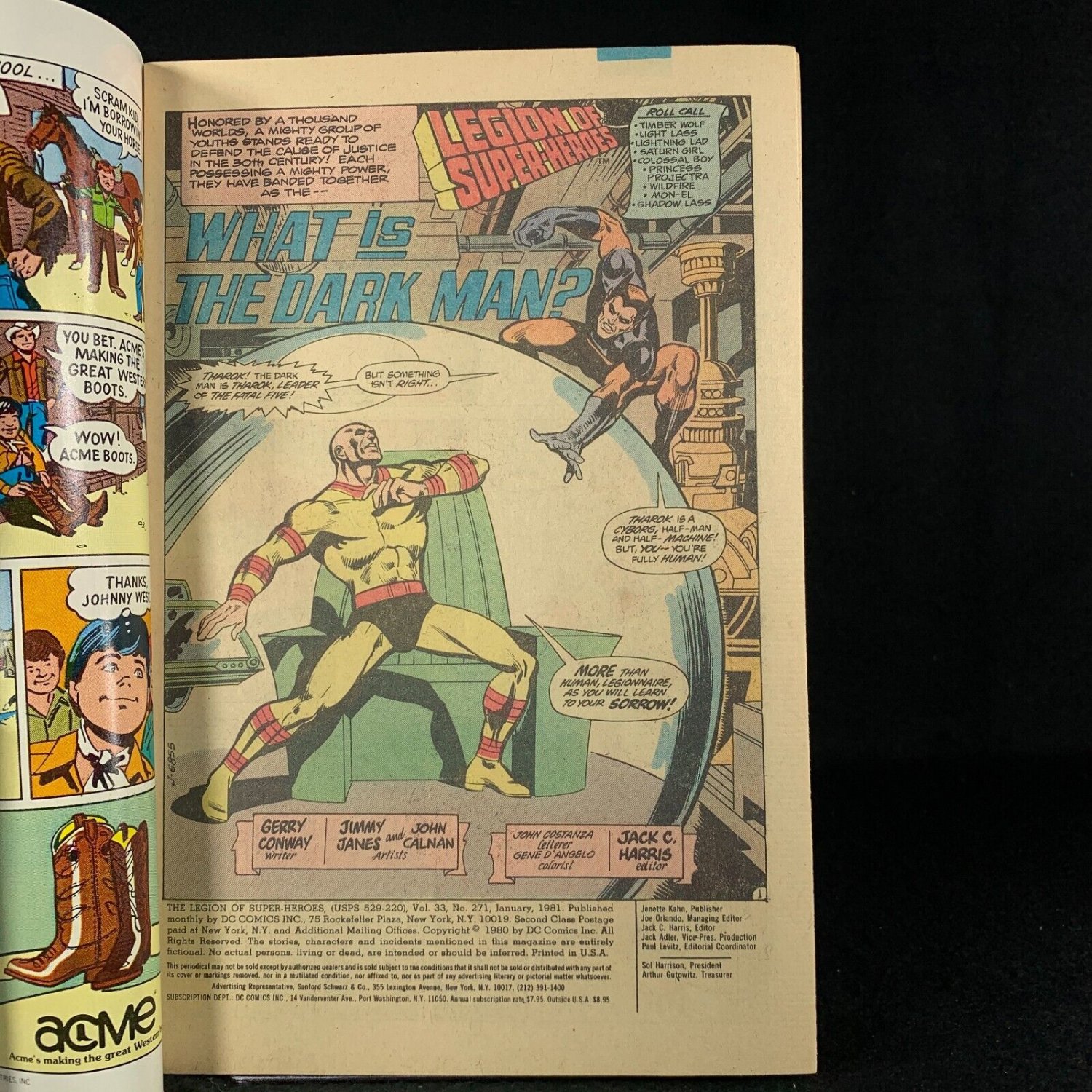 Legion of Super Heroes 271 DC Comics January 1981 The Dark Man