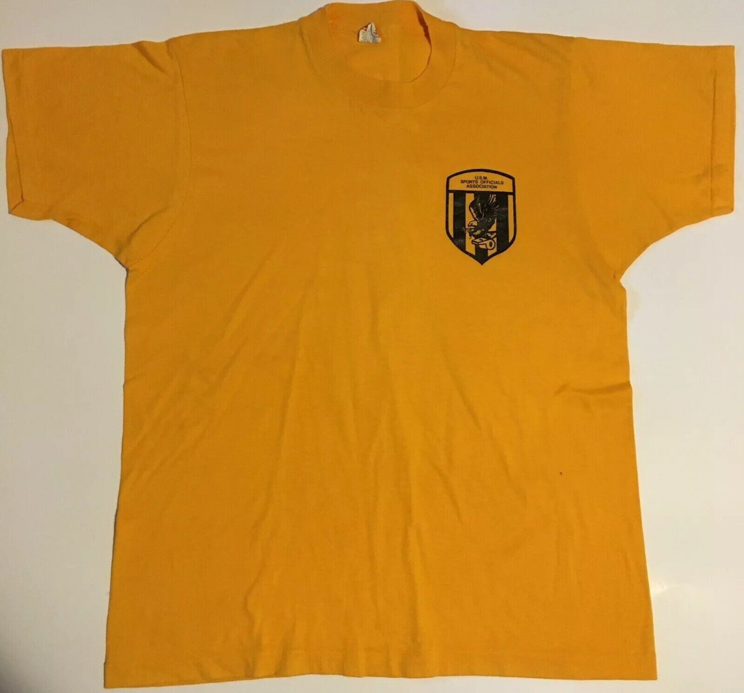 VTG 80s USM Sports Official Association T Shirt Yellow L Southern Miss ...