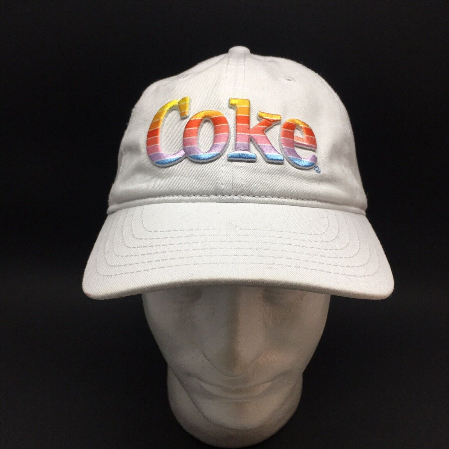 Coke Coca-Cola Rainbow Pride Colors Logo Adjustable Hat Baseball Cap White