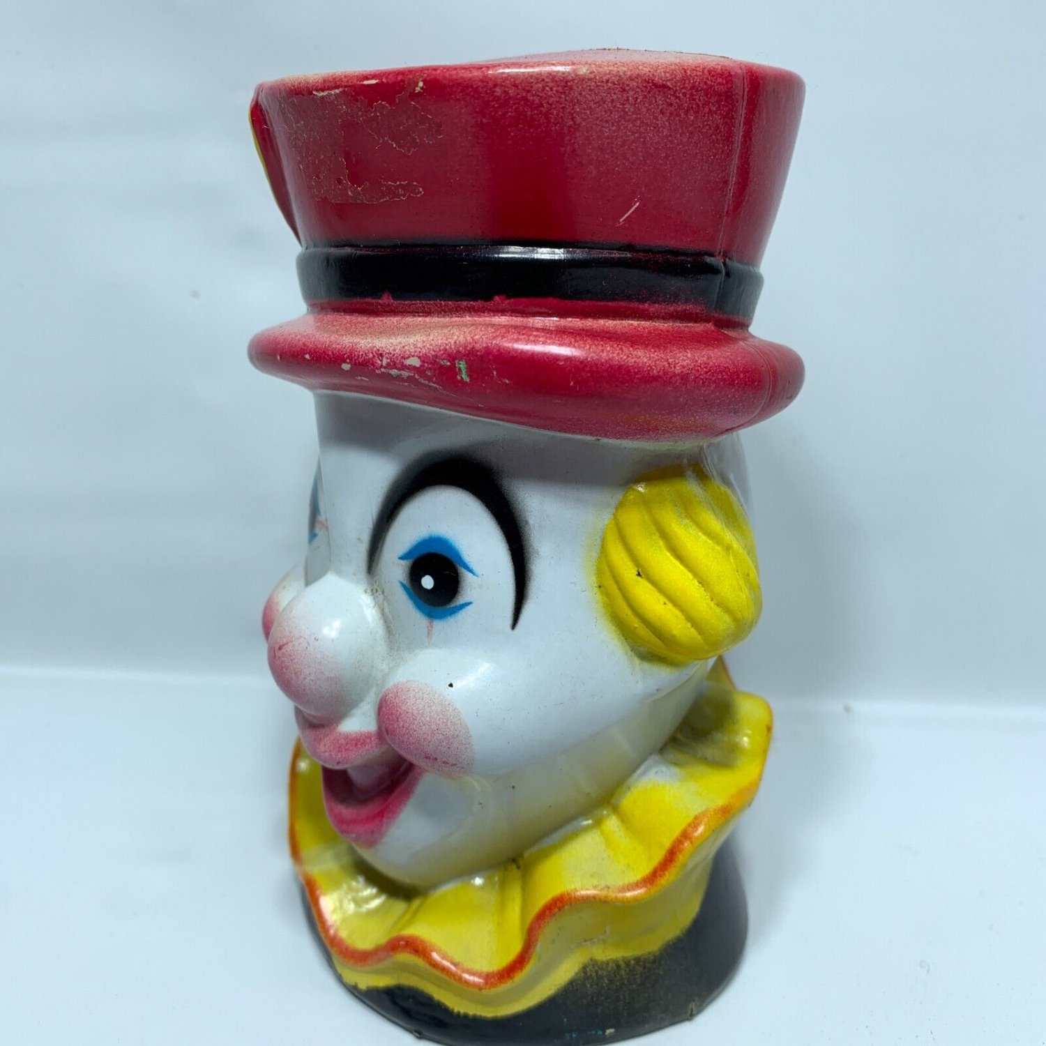 Vintage Plastic Clown Head Piggy Bank for Halloween Decoration Creepy
