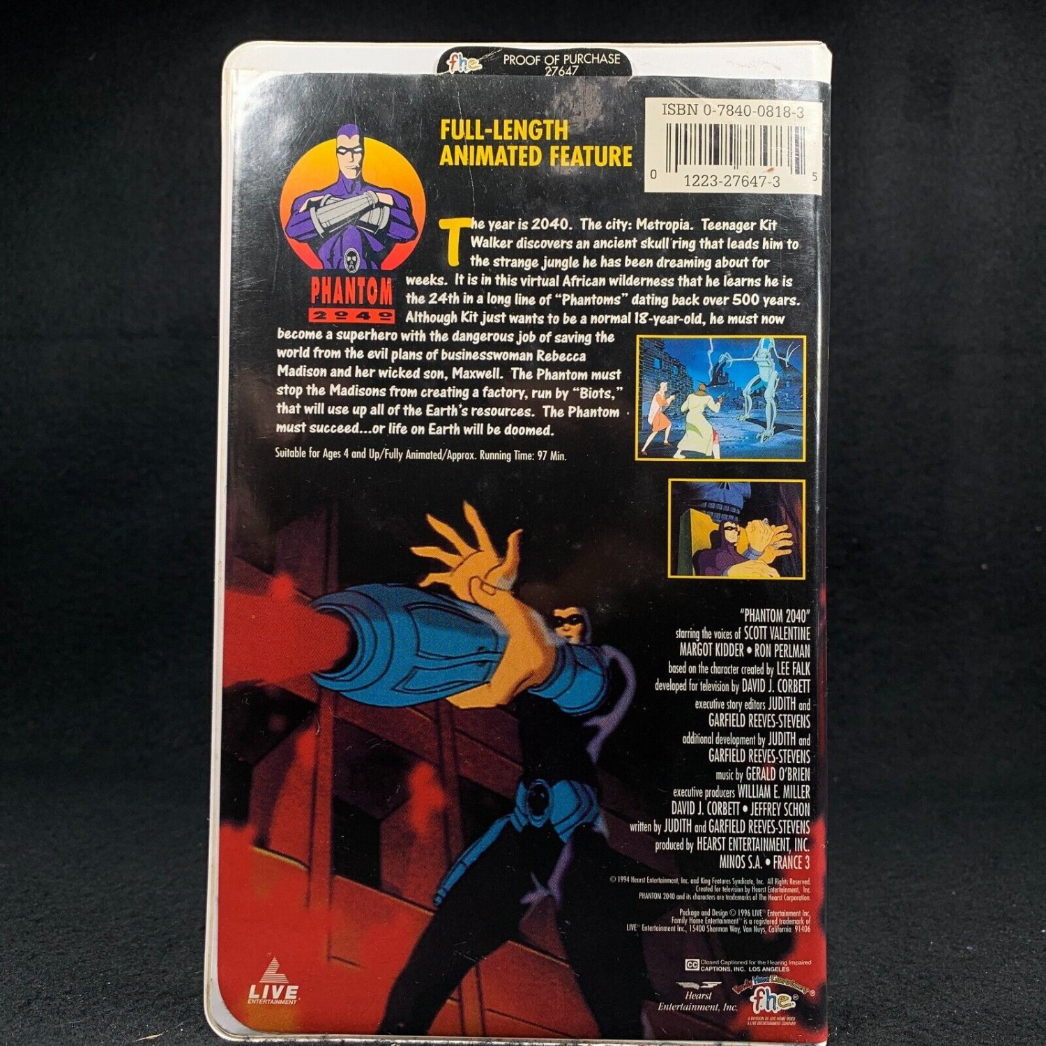 Phantom 2040 VHS Clamshell Animated Movie