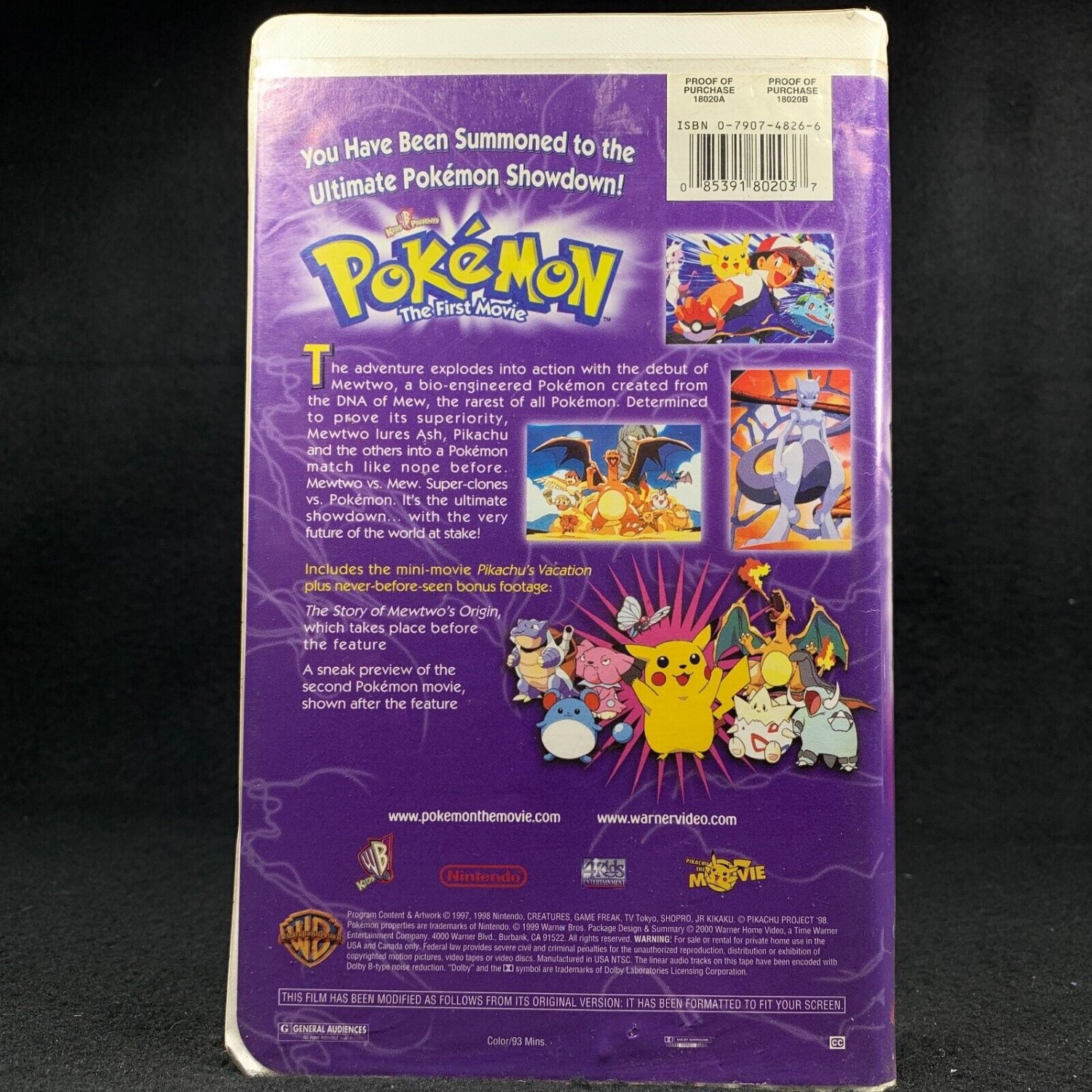Pokemon The First Movie VHS Clamshell 2000 Mew Mewtwo Pikachu