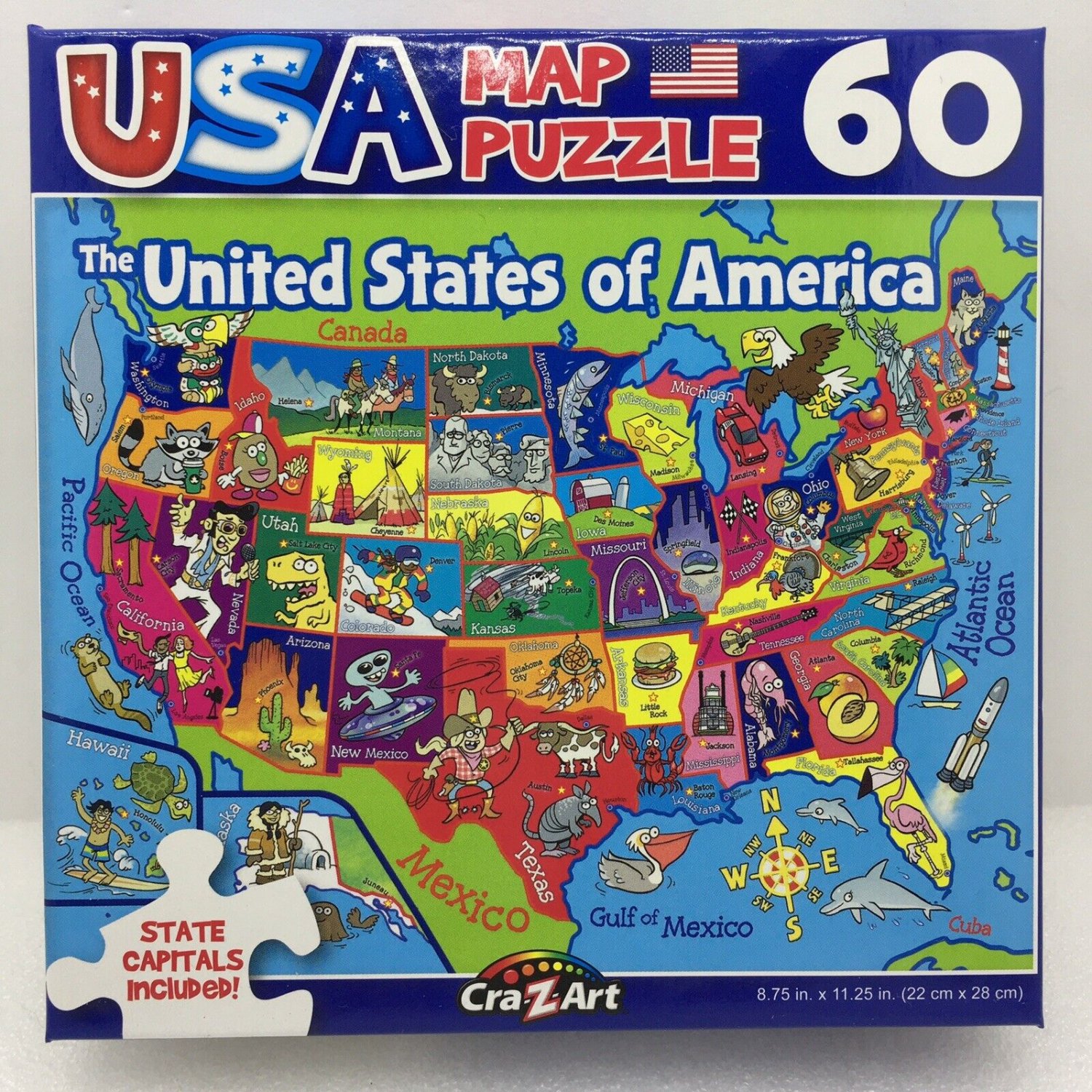 Cra Z Art United States Of America Illustrated Map Puzzle 60 Piece USA