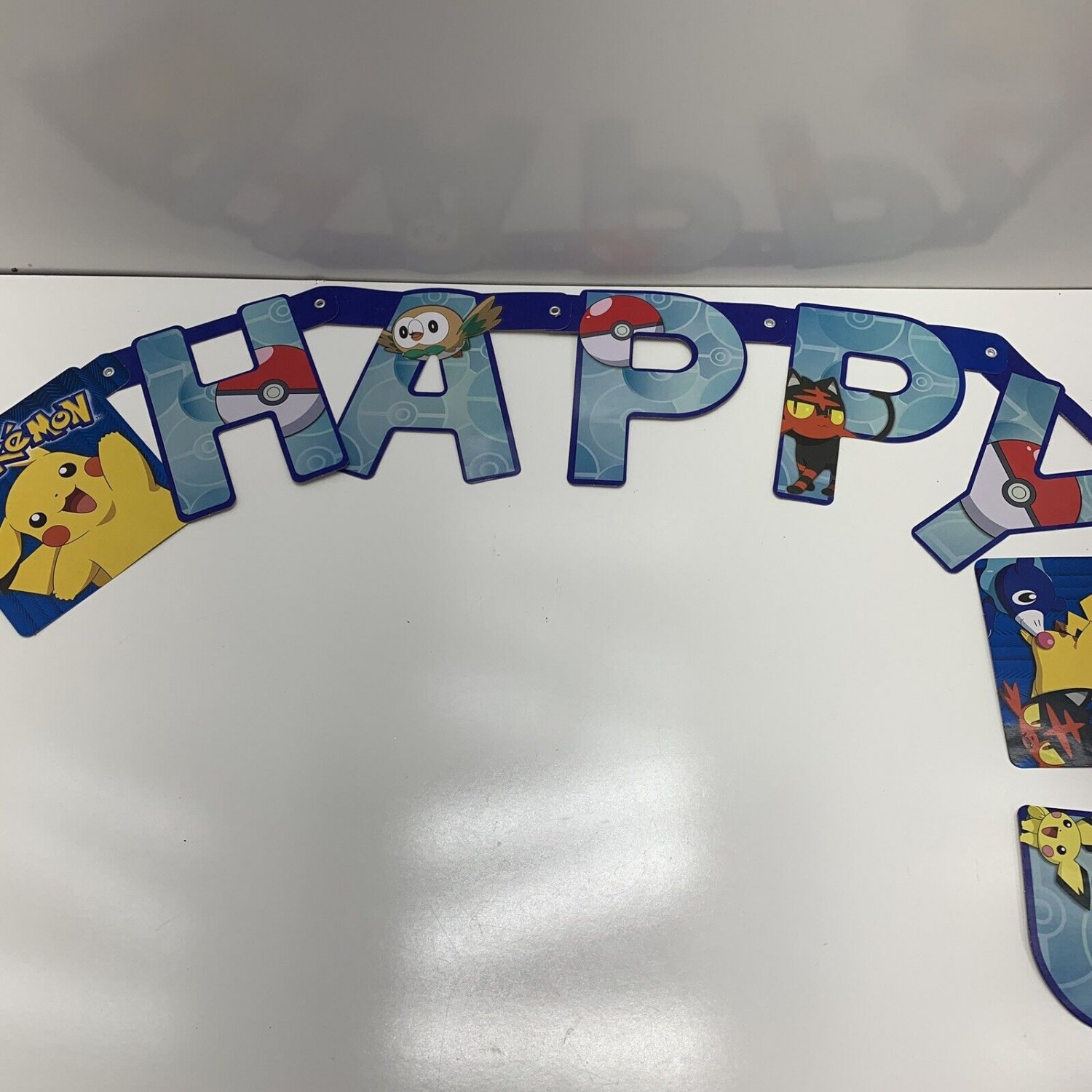 Pokemon Happy Birthday Banner Pikachu Rowlet Litten Popplio Pichu Sun ...