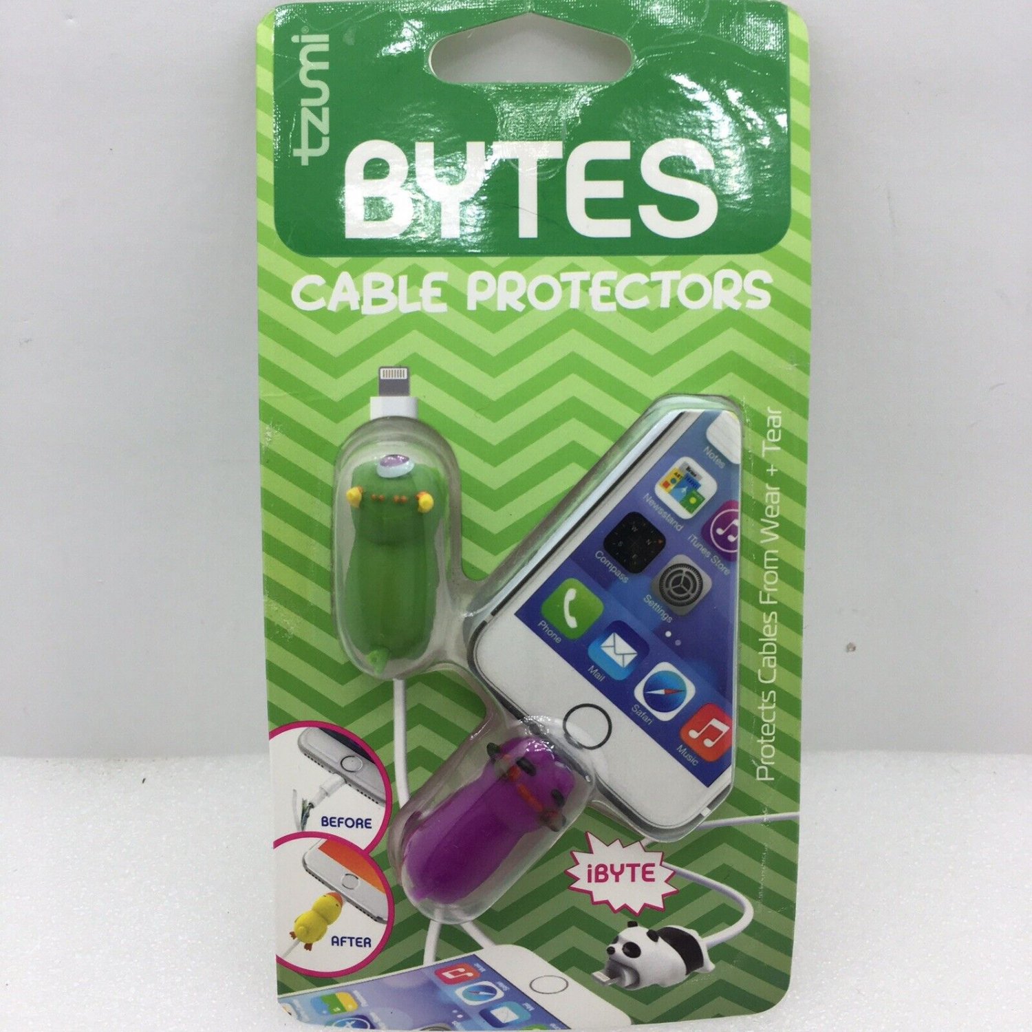 Tzumi Cord Bytes Cable Protectors iByte Green One Eyed Monster Purple Beast