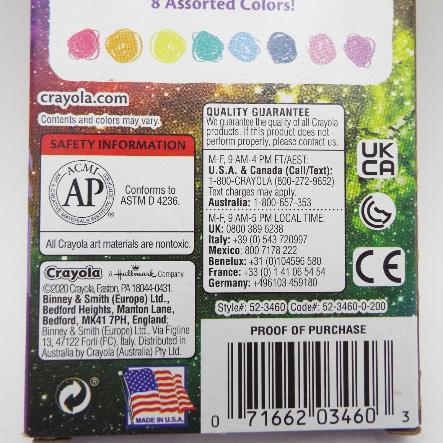Crayola Cosmic Crayons 8 Count Back to School Supplies Coloring Kids Craft