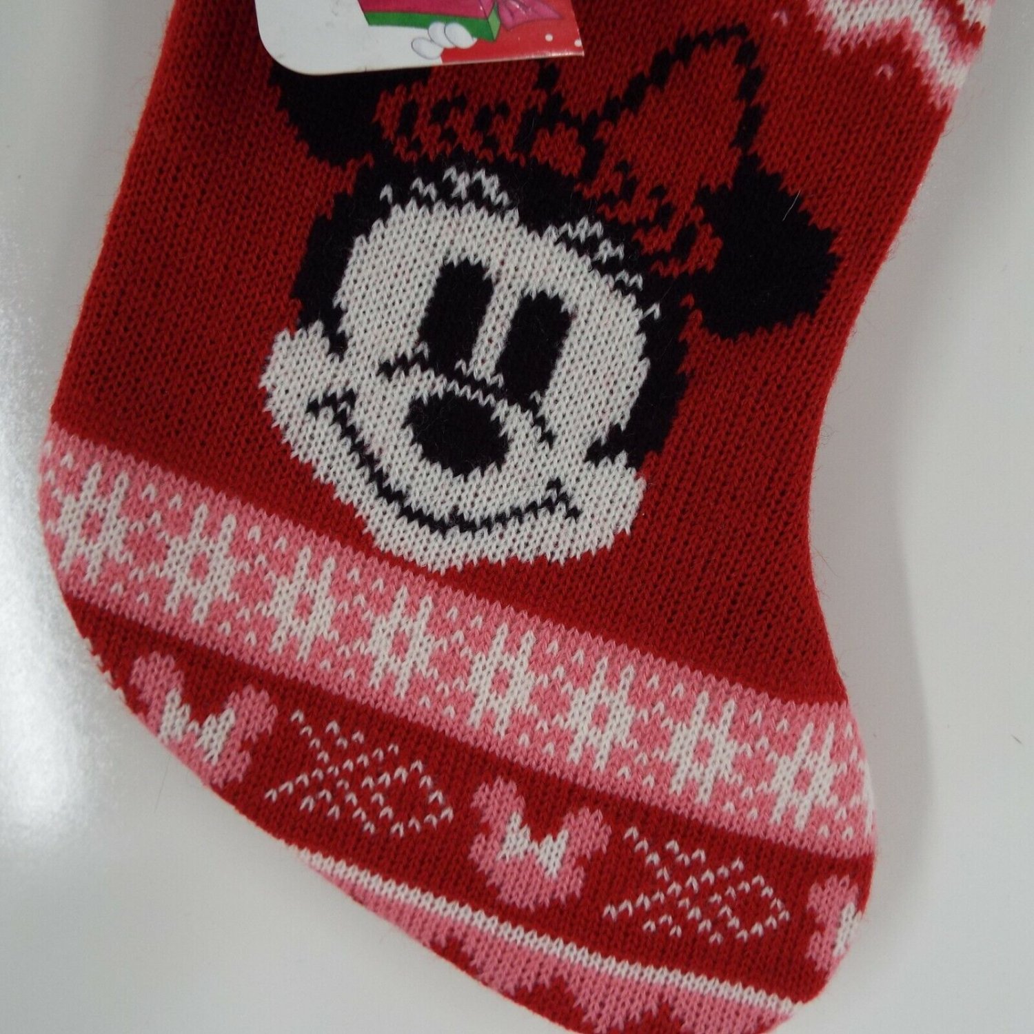 Disney Minnie Mouse Ugly Christmas Sweater Small Stocking Pink Red 7"