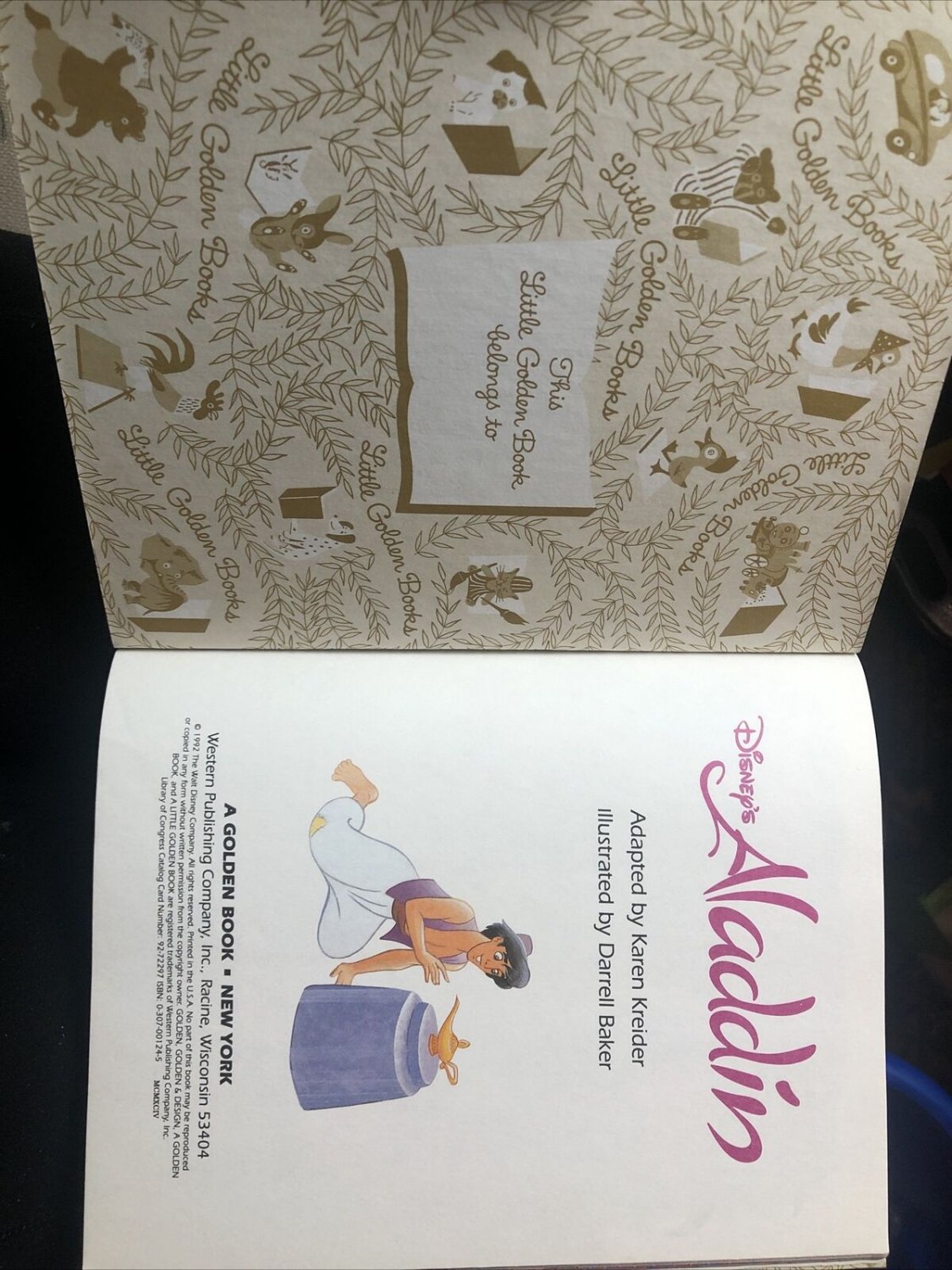 Vintage Disney Little Golden Book ALADDIN Storybook JUNK JOURNAL Ephemera