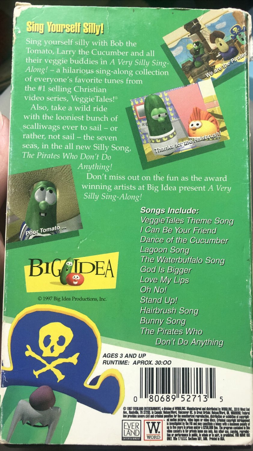 Vintage Veggie Tales A Very Silly Sing- Along VHS Video Tape Untested 1997