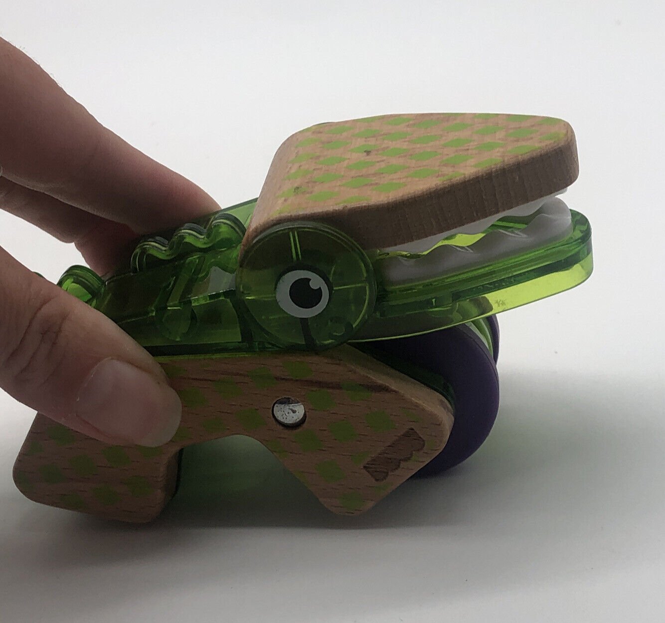 Fisher Price Wooden Rolling Chomping Gator Toddler Toy 5” Length