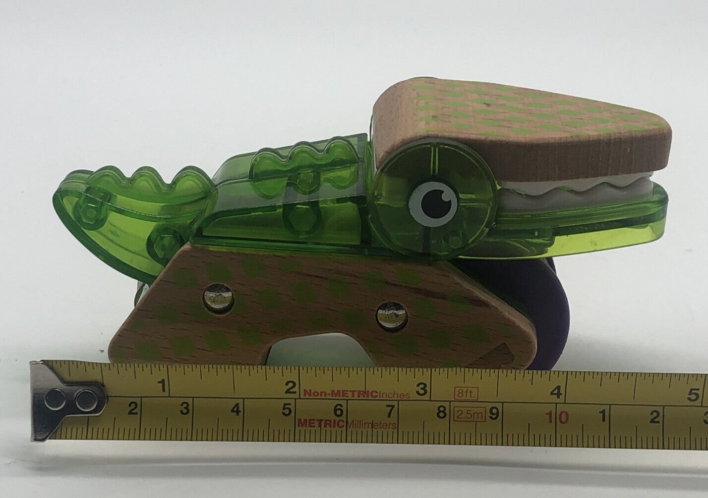 Fisher Price Wooden Rolling Chomping Gator Toddler Toy 5” Length