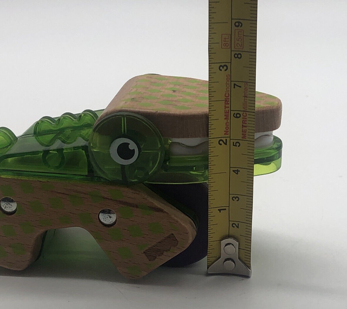 Fisher Price Wooden Rolling Chomping Gator Toddler Toy 5” Length