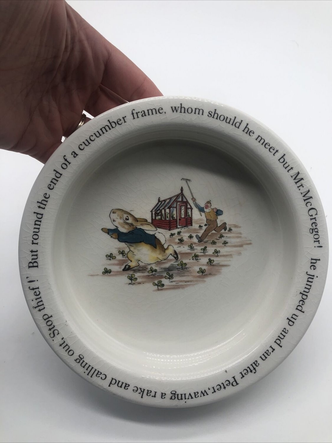 Wedgwood Bowl Peter Rabbit Beatrix Potter Mr. McGregor Porridge England ...