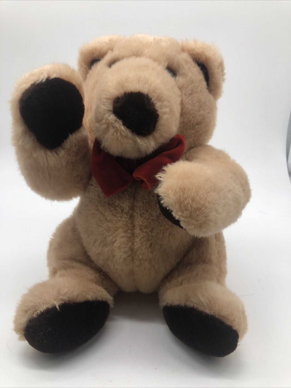 Vintage POLAR-PUFF Mighty Star “Brandy” 10” Plush Bear Tail Jingles CLEAN