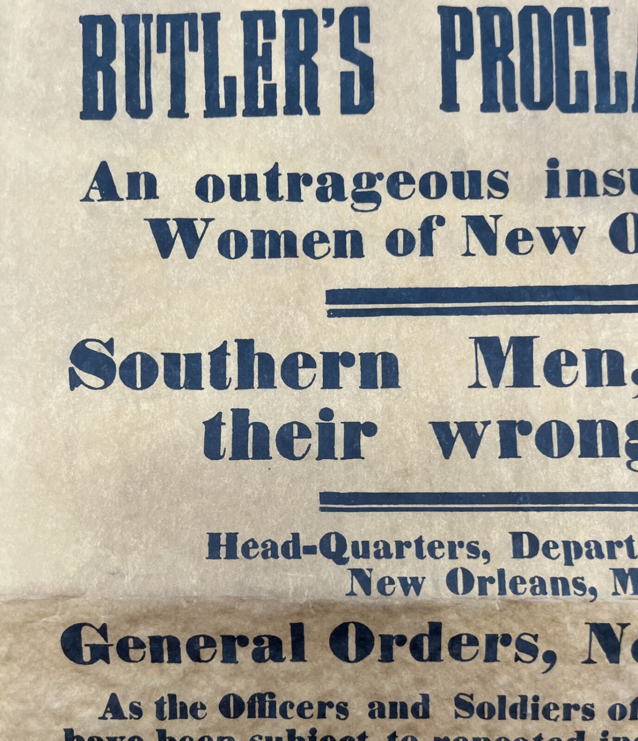 Recruiting Ephemera 1862 Butler's Proclamation Replica On Aged ...